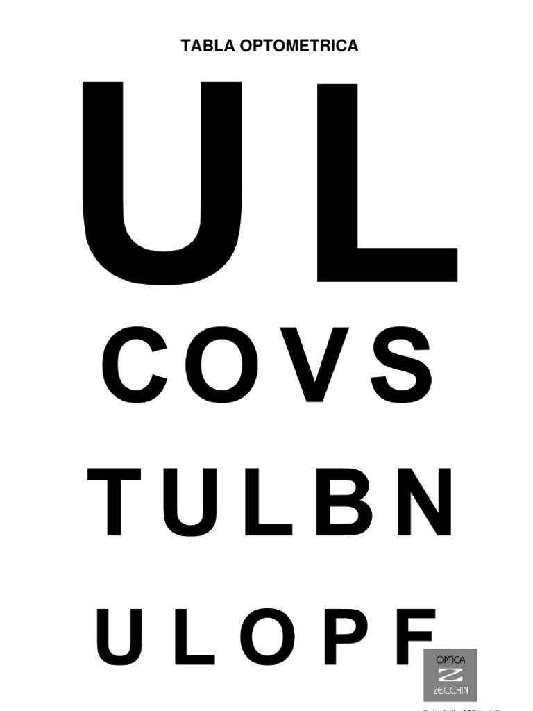 Tabla Optometrica Optica Zecchin | PDF
