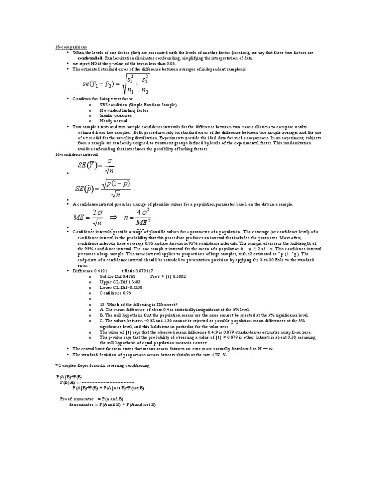 Cheatsheet | PDF | Confidence Interval | Statistical Significance