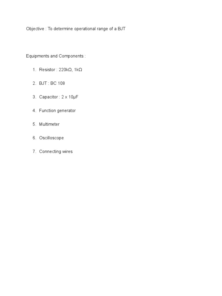 BJT Operational Range Experiment Report | PDF | Bipolar Junction ...