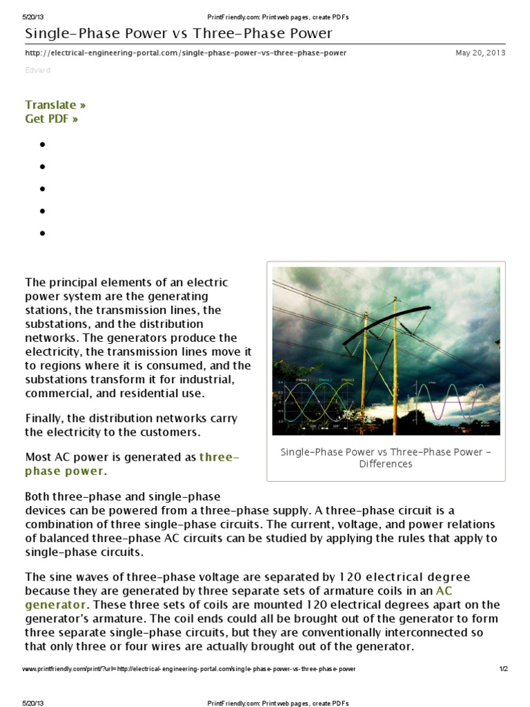 Differences Between Single-Phase and Three-Phase Power | PDF | Electric ...