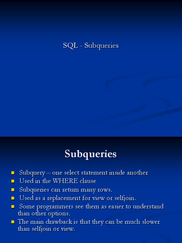 Subquery | PDF | Sql | Information Technology Management