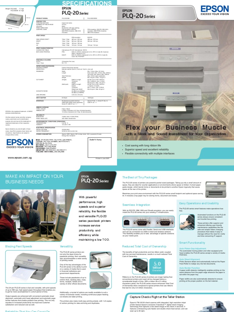 Epson PLQ-20D - & - PLQ-20DM | PDF | Printer (Computing) | Image Scanner