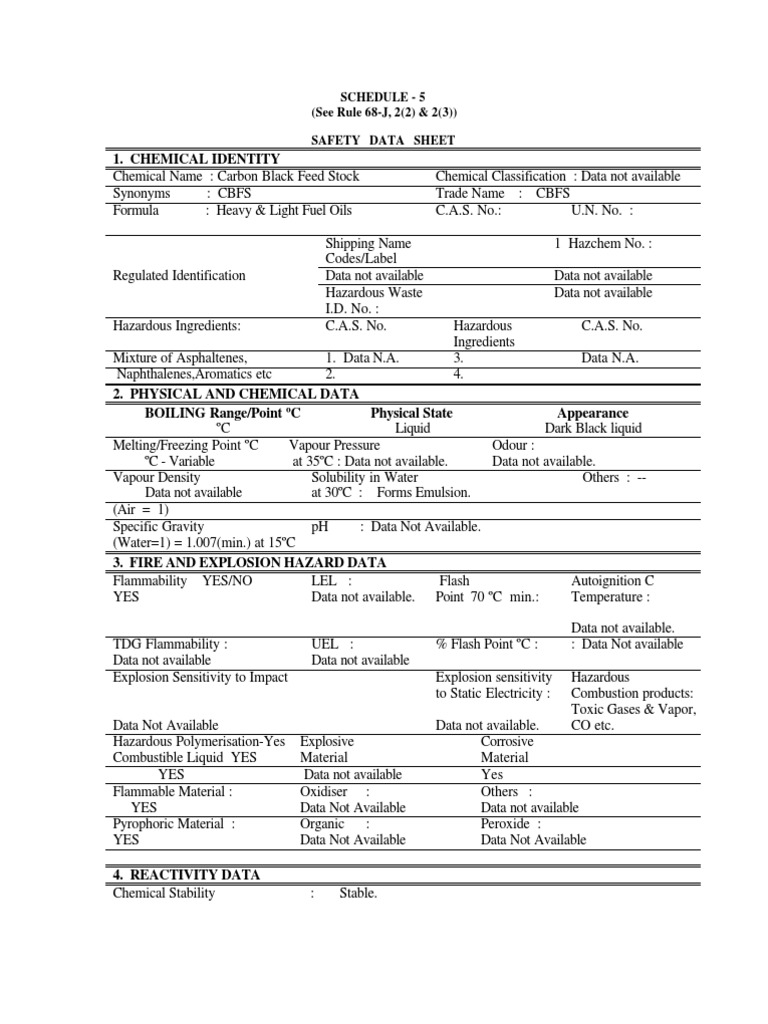 Material Safety Data Sheet CBFS | PDF | Explosion | Flammability