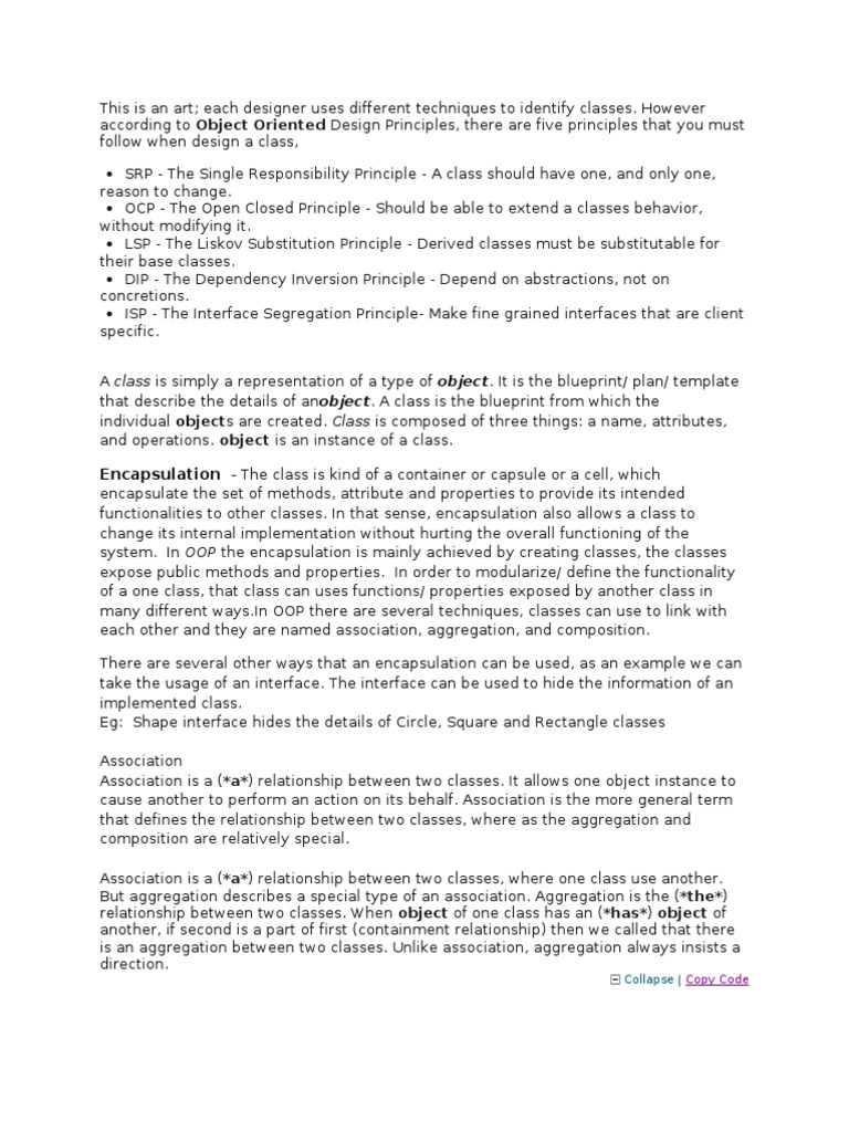 Encapsulation - : Collapse | PDF | Inheritance (Object Oriented Programming) | Class (Computer ...