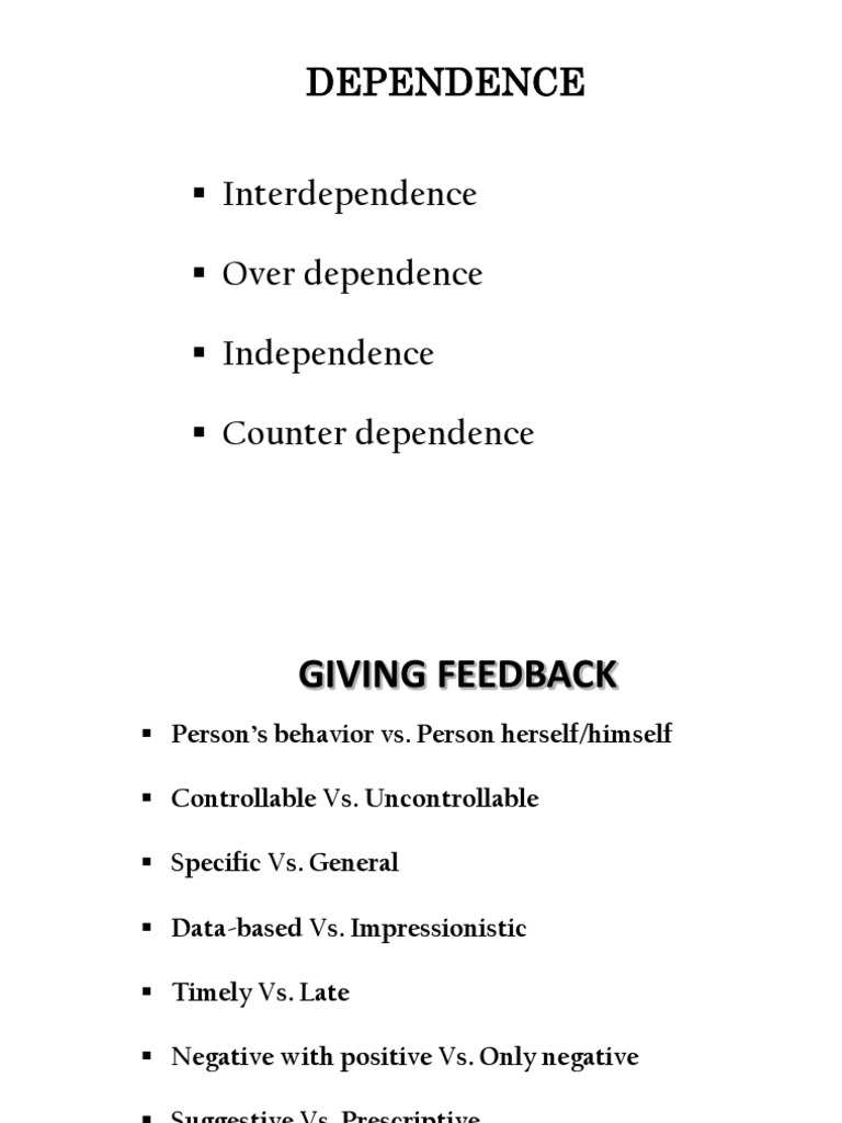 Dependence: Interdependence Over Dependence Independence Counter ...