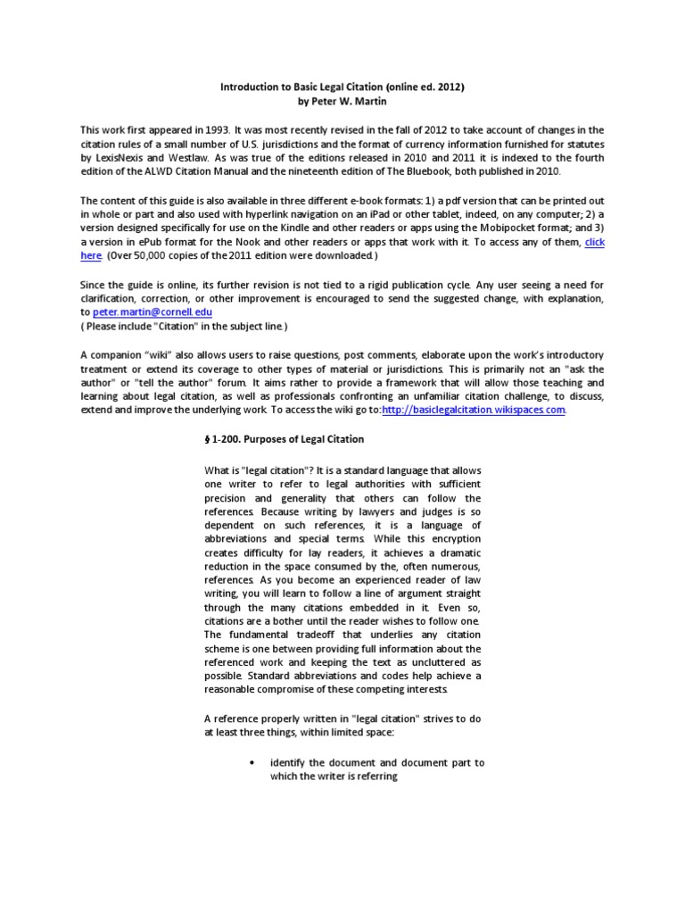 Basic legal citation | Case Citation | Citation