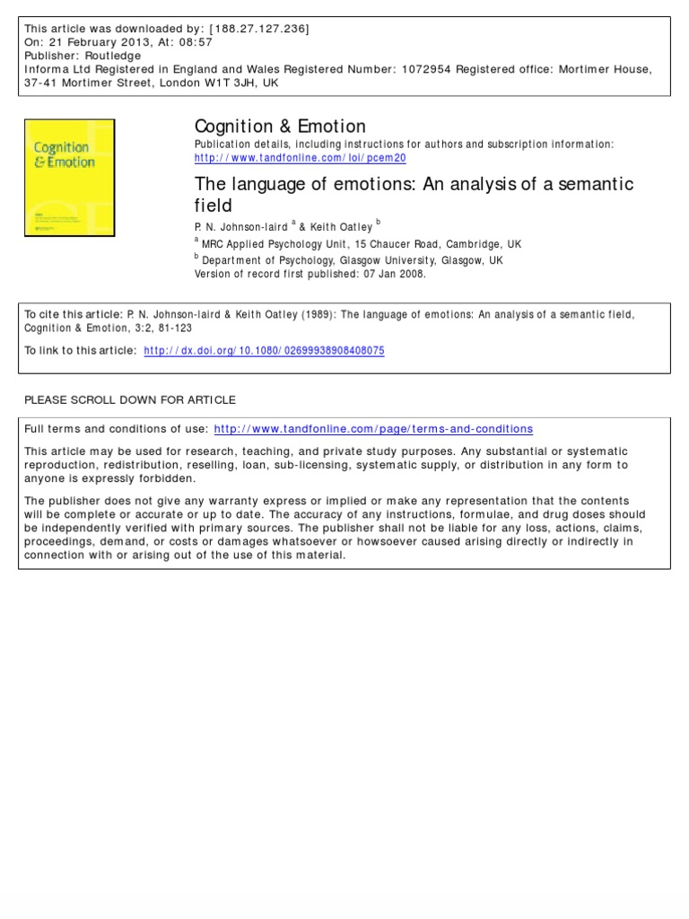 The Language of Emotion | PDF | Semantics | Emotions