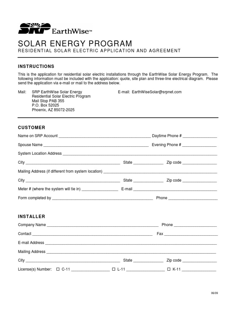 Solar Energy Program: Residential Solar Electric Application and ...