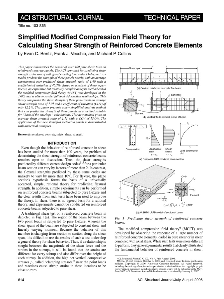 Simplified Modified Compression Field Theory For Calculating Shear ...