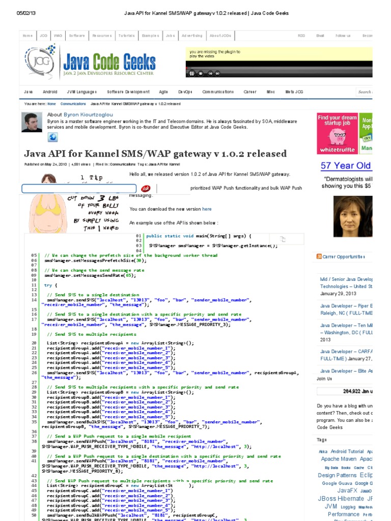 Java API For Kannel SMS - WAP Gateway V 1.0 | PDF | Java (Programming Language) | Android ...