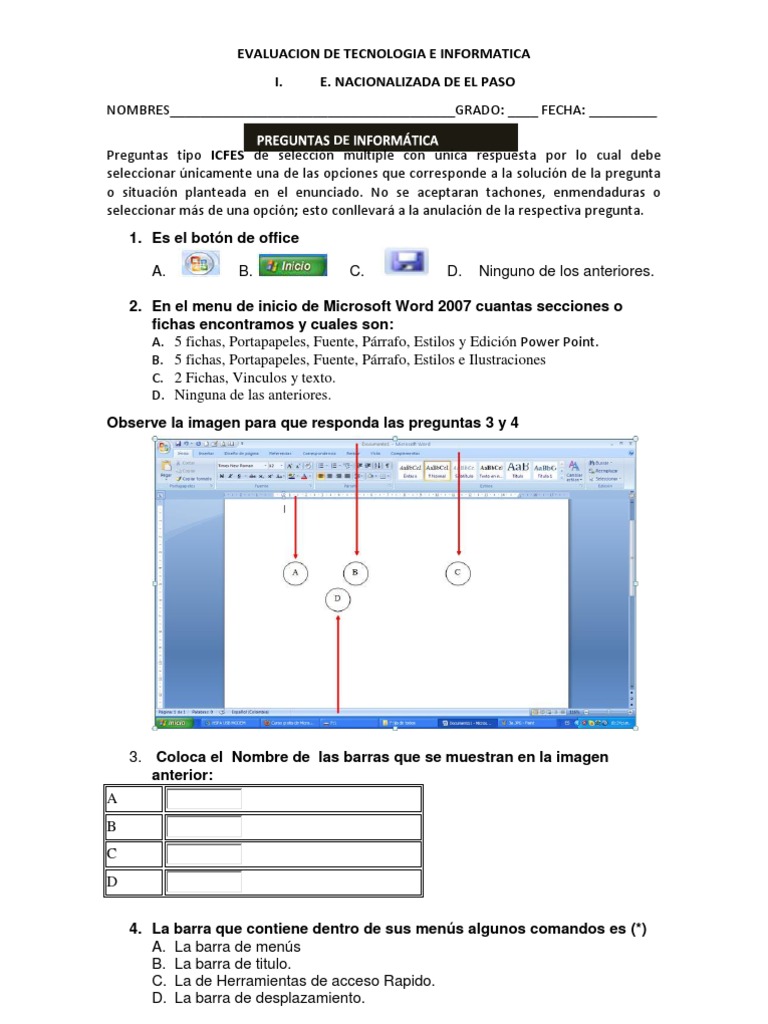 Evaluacion de Tecnologia e Informatica Grado Septimo. | PDF