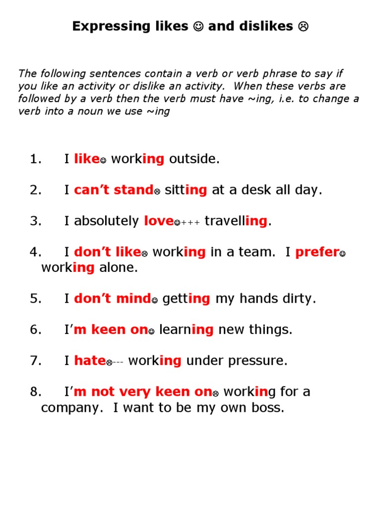 Expressing Likes and Dislikes - Gerund - Speak Out Pre-Intermediate ...