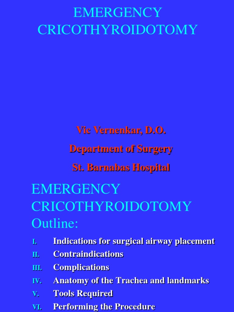Emergency Cricothyroidotomy Guide | PDF | Human Anatomy | Clinical Medicine