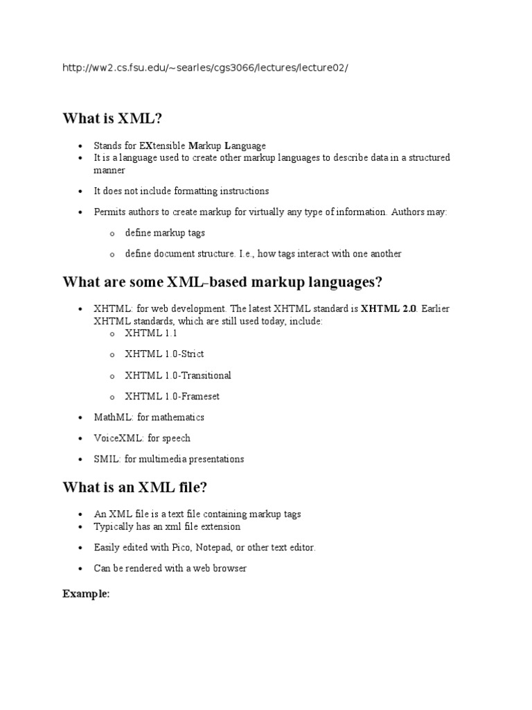 What Is XML?: Example | PDF | Html Element | Xhtml
