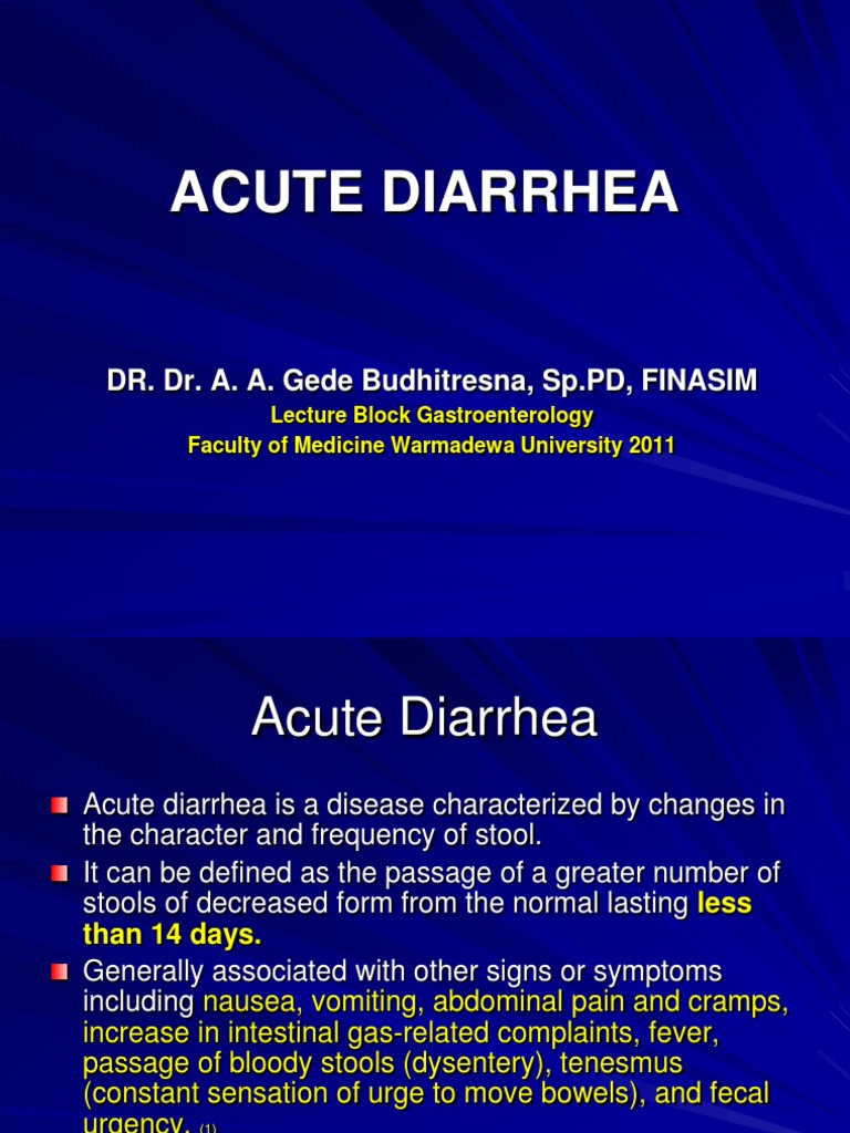 Acute Diarrhea: Causes and Management | PDF | Diarrhea | Inflammatory ...