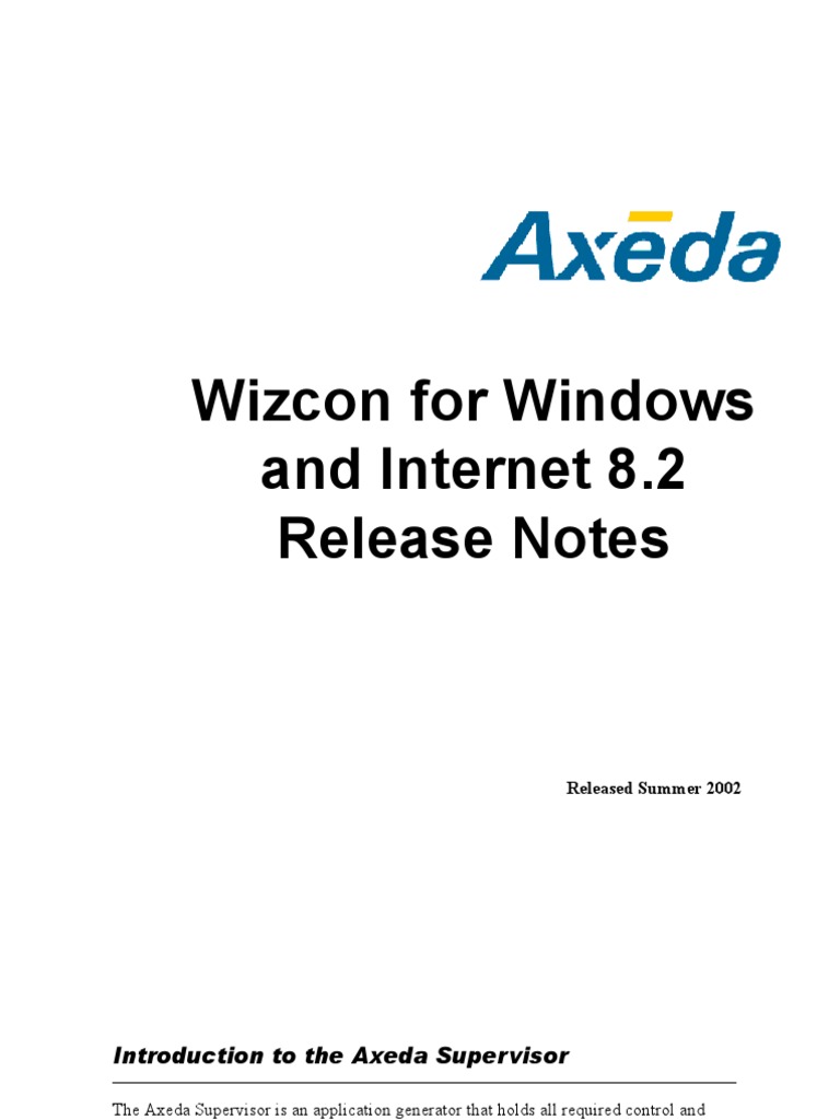Wizcon For Windows and Internet 8.2 Release Notes | PDF | Tag (Metadata ...