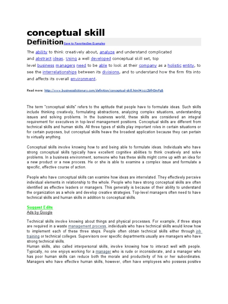Conceptual Skill | PDF | Social Skills | Abstraction