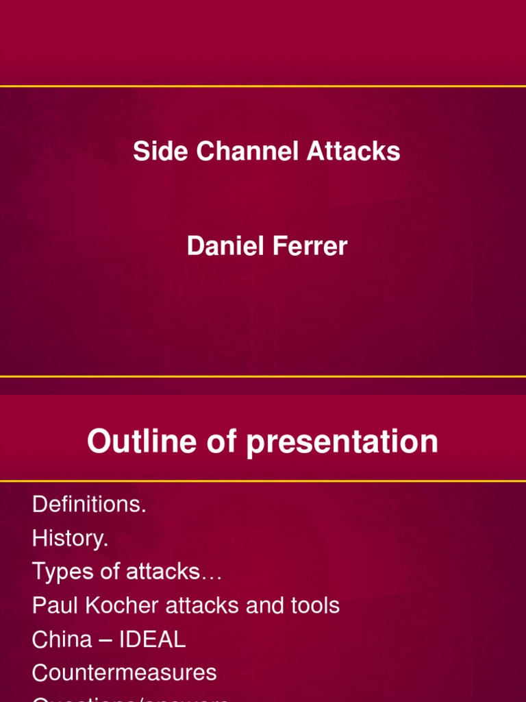 Side Channel Attacks | PDF | Cryptography | Security Technology