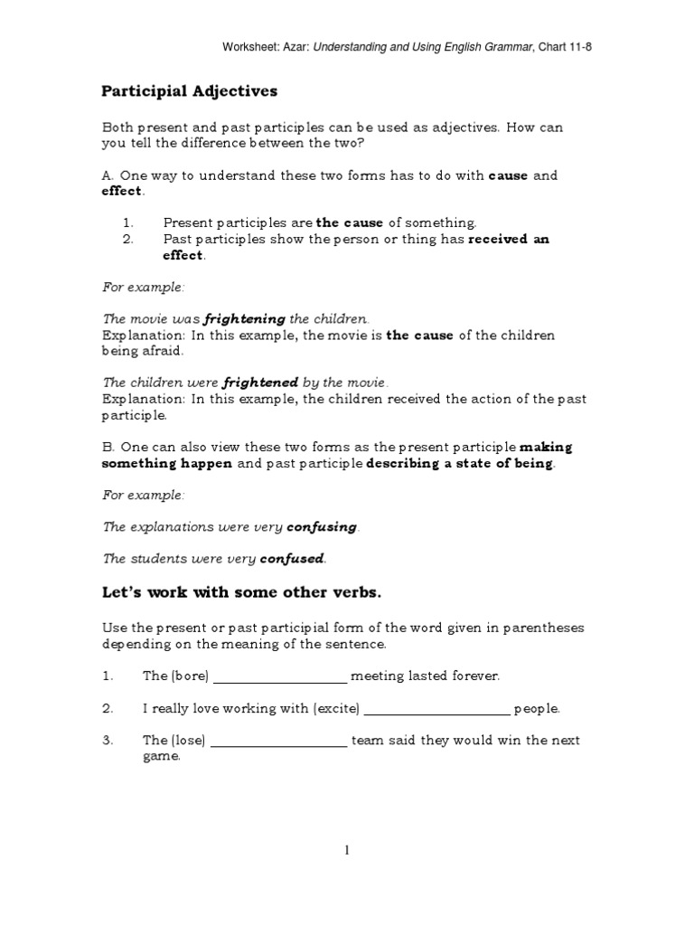 Participial Adjectives | PDF