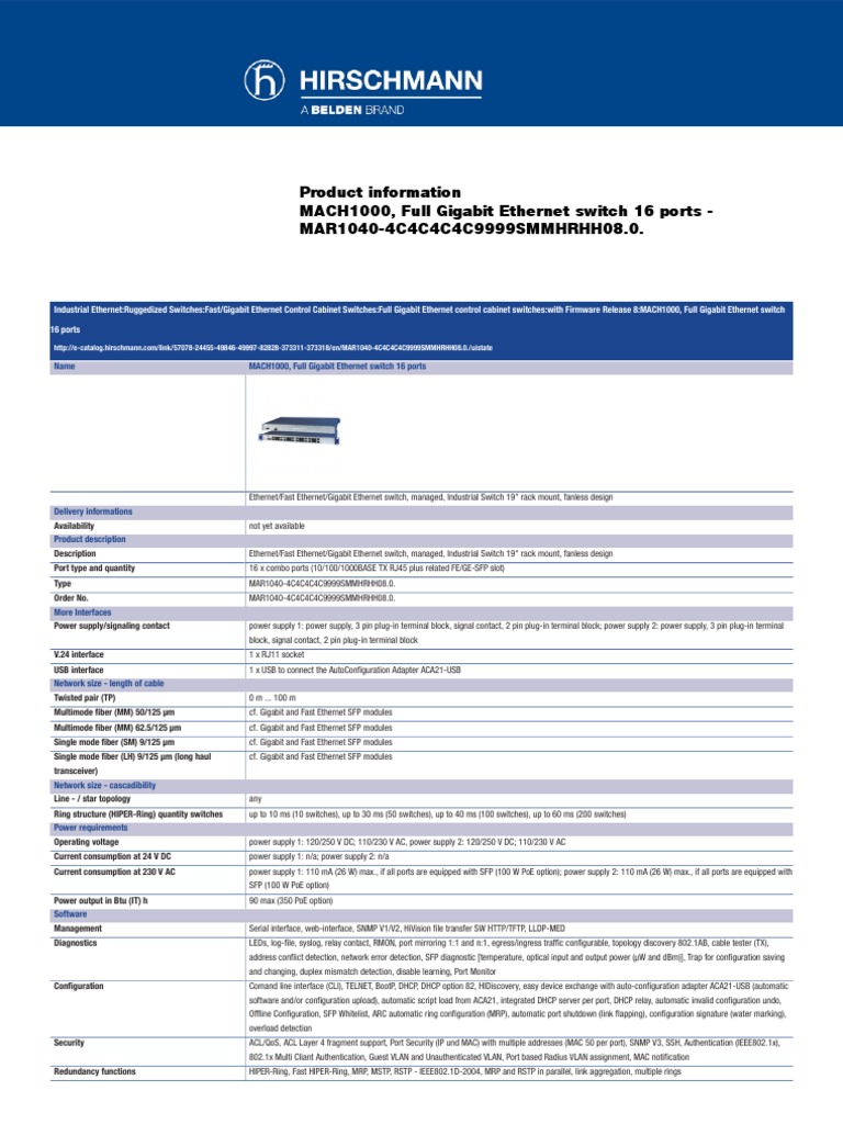 MACH1000 & MAR1040 Ethernet Switch Info | PDF | Network Switch | Ethernet