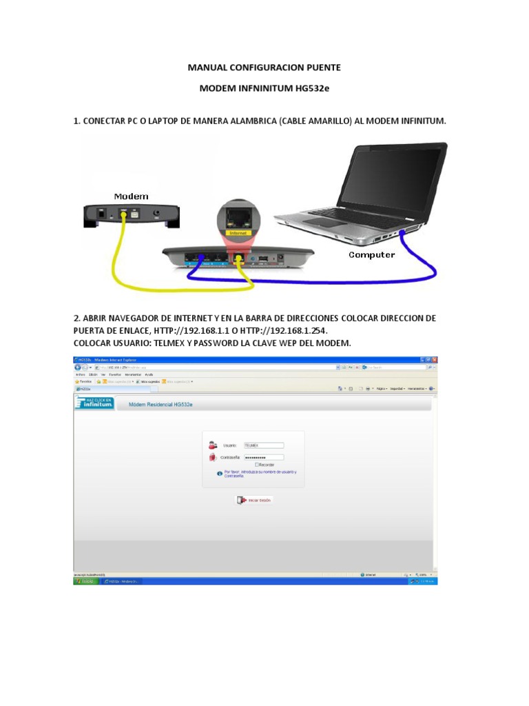 Modem Infinitum Hg532e Puente | PDF | Internet | ciberespacio