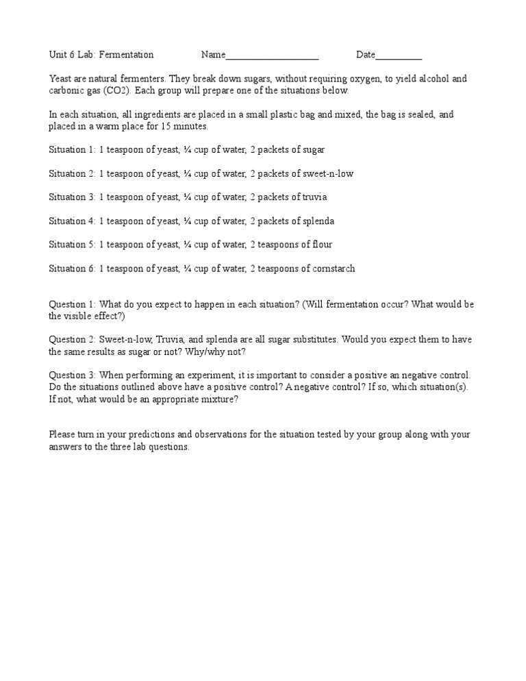 Fermentation Lab Experiment Guide | PDF | Cooking, Food & Wine