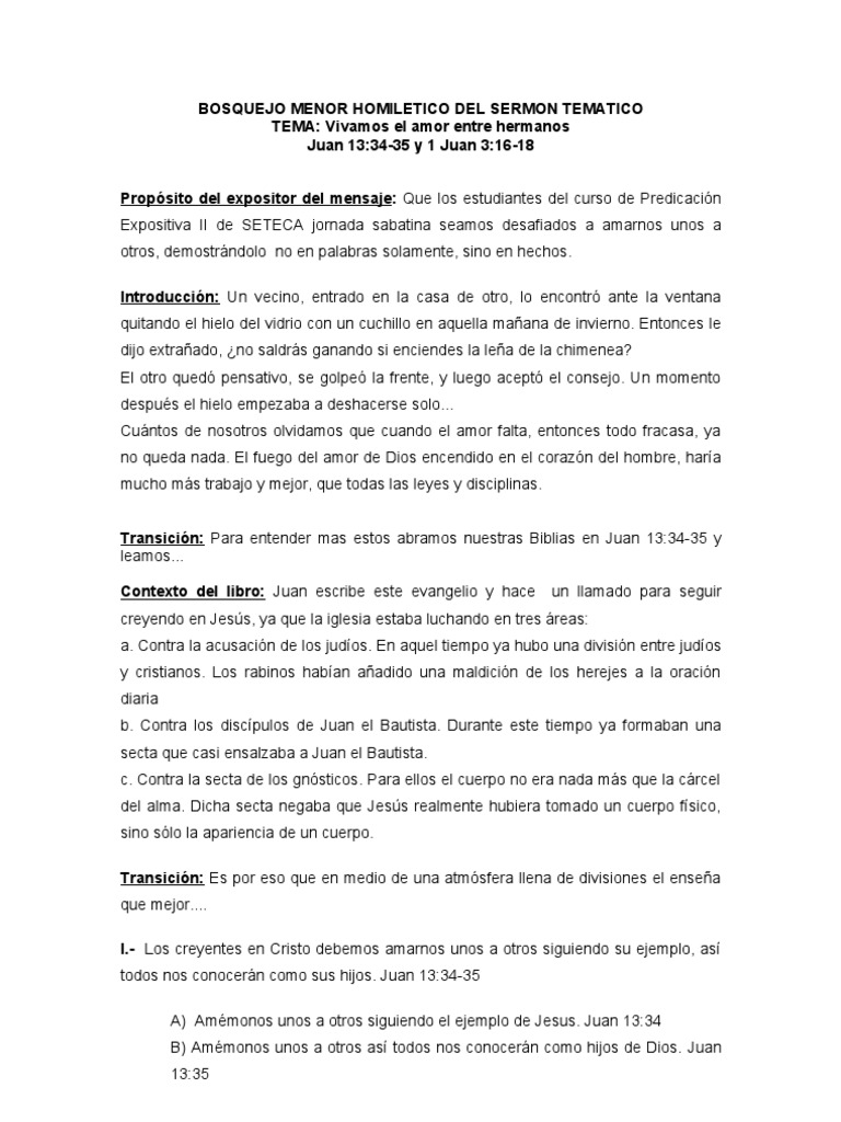 Bosquejo Menor Homiletico Del Sermon Tematico | PDF | Evangelio de juan ...
