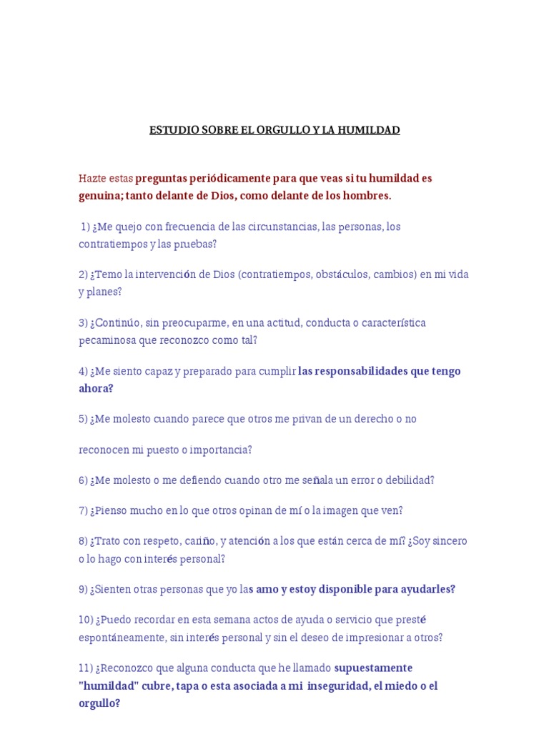 Estudio Orgullo Vs Humildad | PDF | Orgullo | Salvación