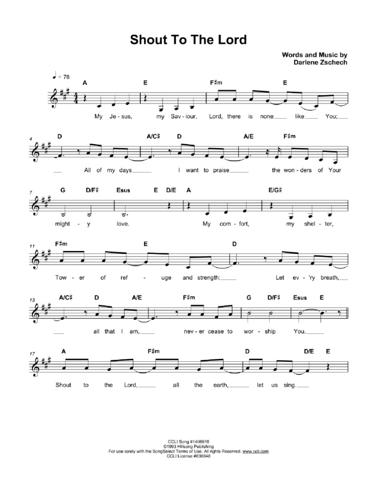 Shout To The Lord (Key of A) Lead | PDF