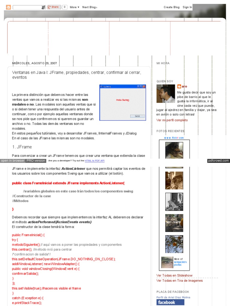Propiedades Del JFrame | PDF | Java (lenguaje de programación) | Ventana (informática)