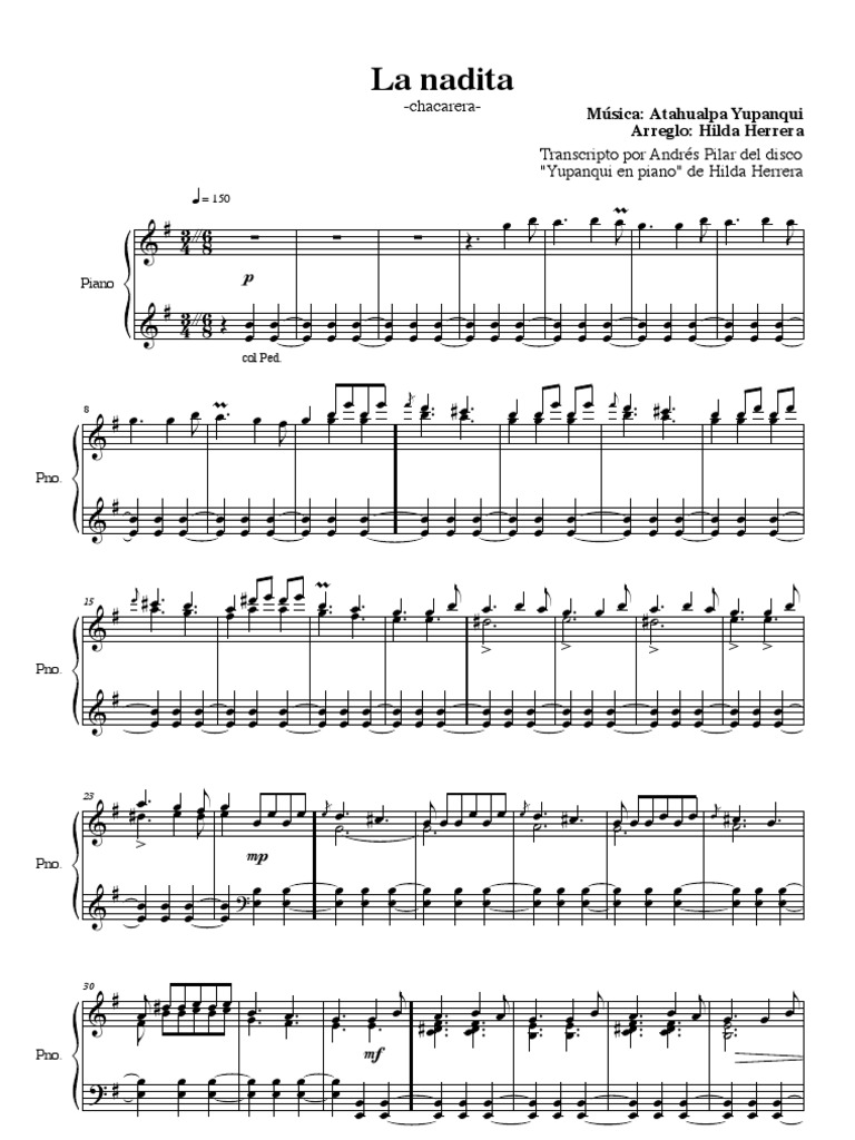 La Nadita Piano Solo Arr Hilda Herrera | PDF