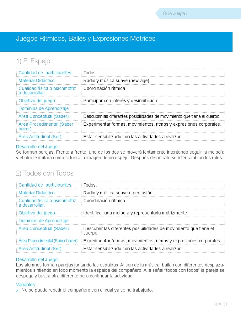 Juegos Rítmicos, Bailes y Expresiones Motrices PDF | PDF | Ritmo ...