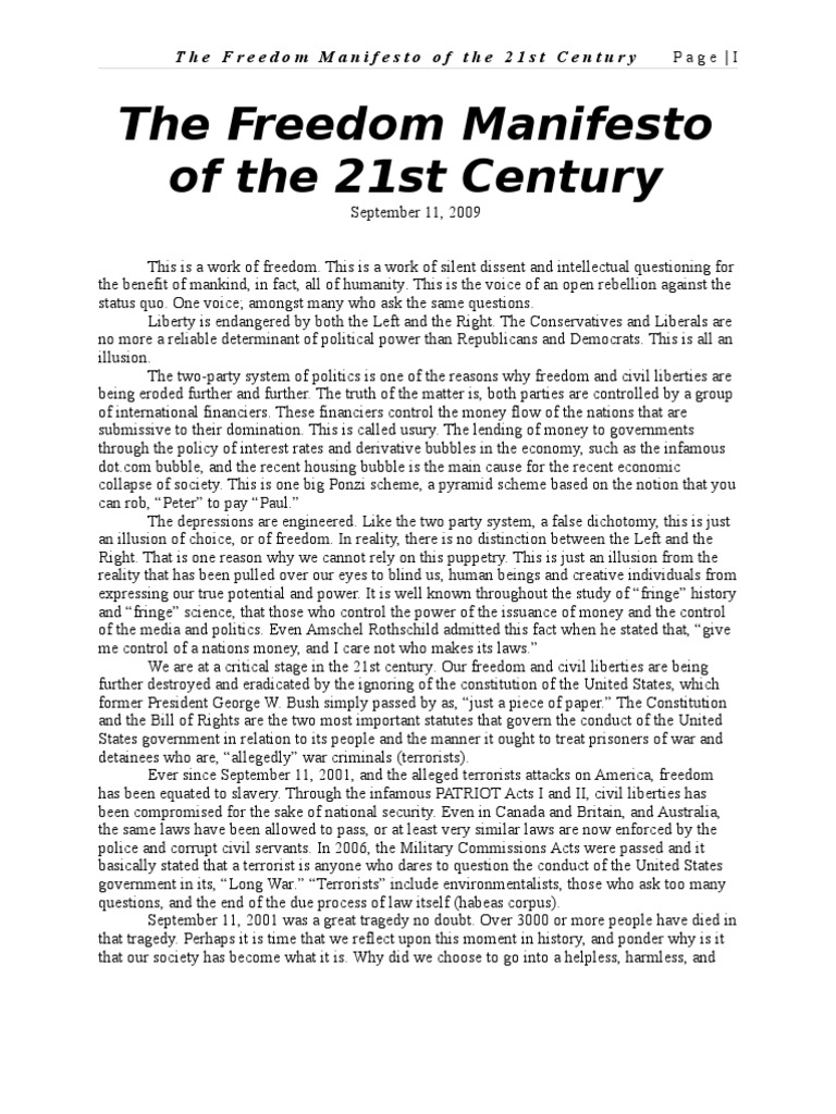 The Freedom Manifesto of The 21st Century | PDF | Jury Trial | New ...