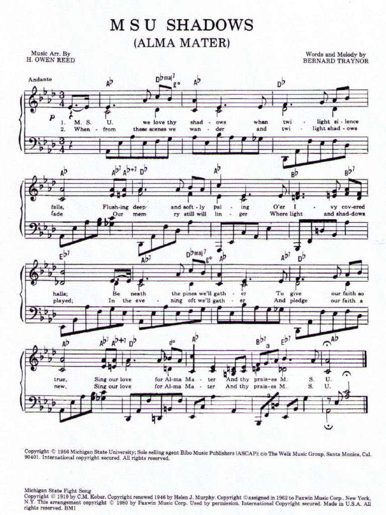 Msu Shadows Piano Score | PDF | Leisure | Sports