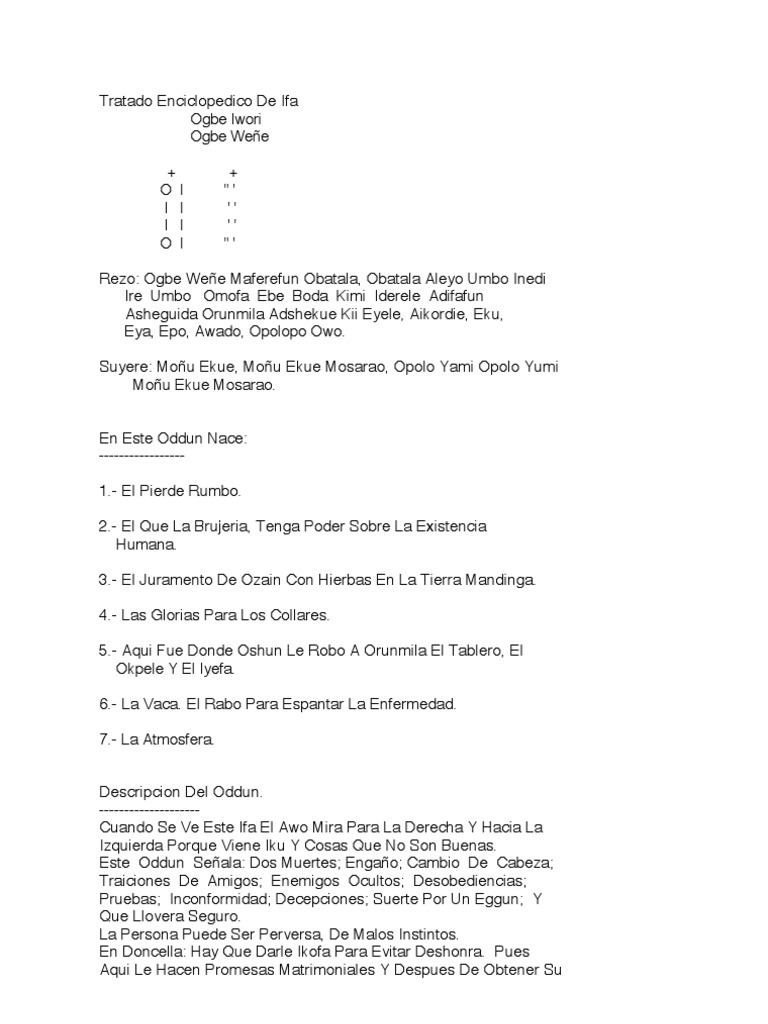 Signo de Ifa Ogbe Iwori Ok | PDF