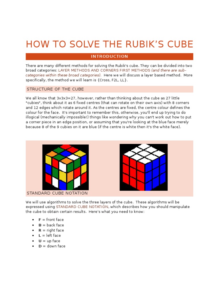 Rubik's Cube Layer Method Guide | PDF | Teaching Mathematics