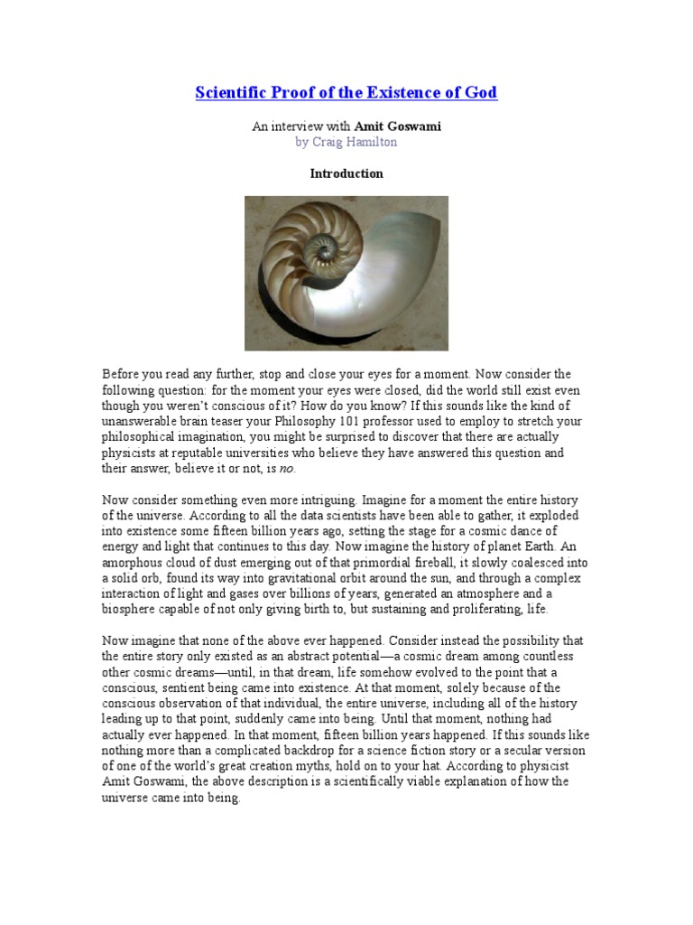 Scientific Proof of the Existence of God | Consciousness | Science ...