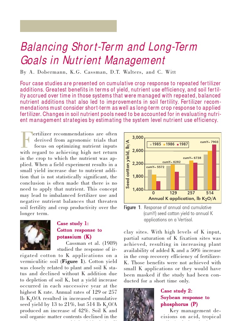 Balancing Short-Term Yield Goals and Long-Term Soil Fertility in Nutrient Management Through ...