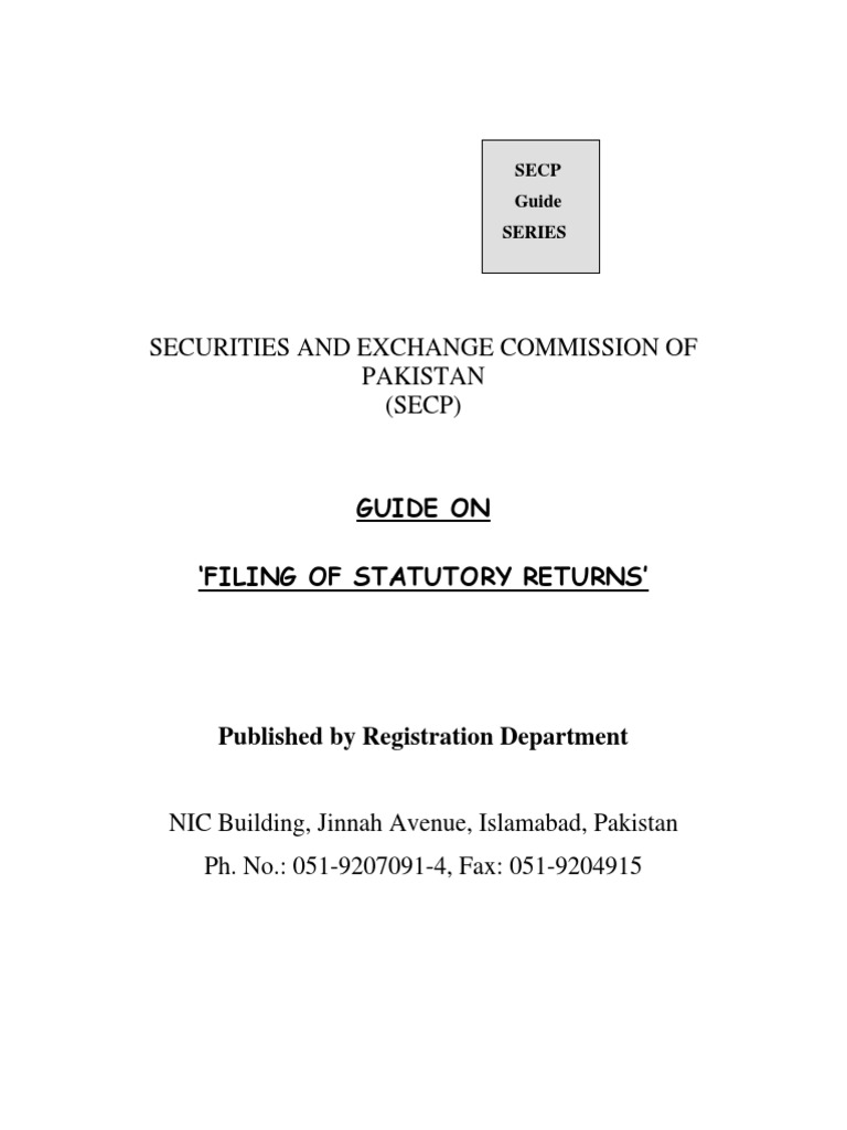 Securities and Exchange Commission of Pakistan (SECP) : Guide On Filing ...