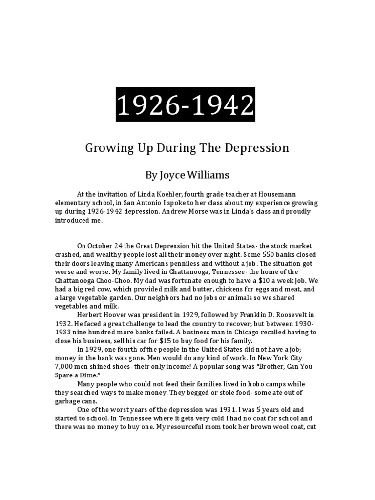 Growing Up During The Depression | Download Free PDF | Great Depression ...