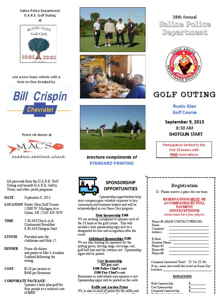 Saline 2013 Police Golf Outing Brochure | PDF | Golf Course | Summer Sports