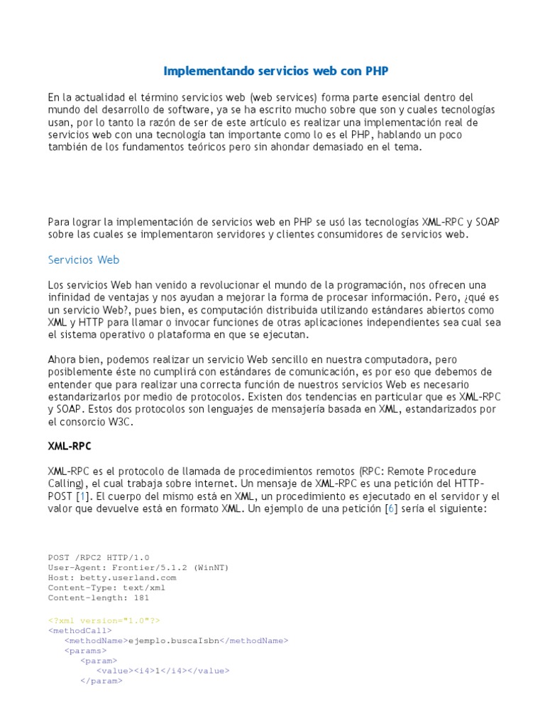 Implementando Servicios Web Con PHP | PDF | Jabón | Servicio web