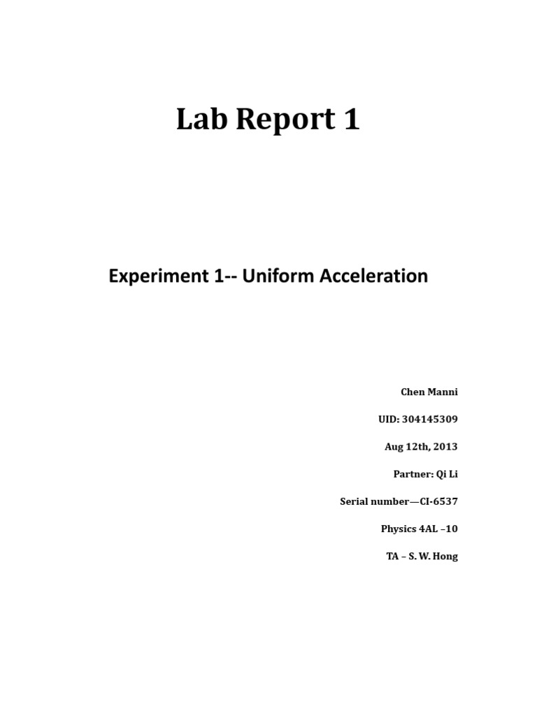 Lab Report 1 | PDF | Tension (Physics) | Force