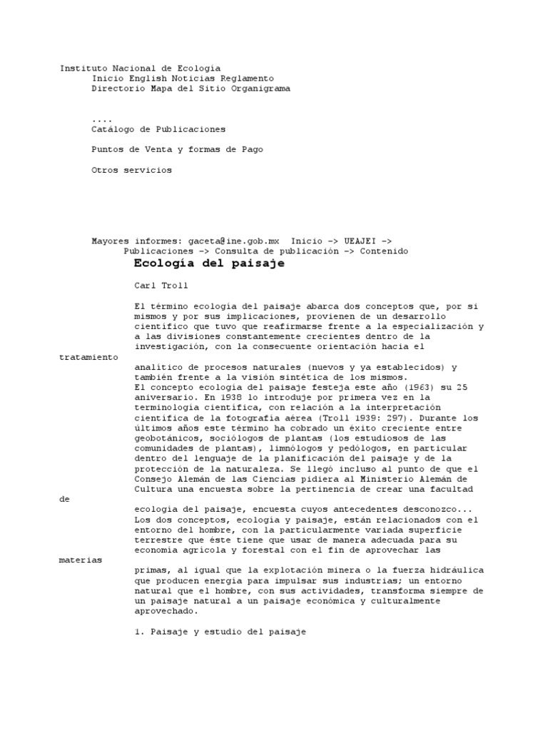 Carl Troll Ecologia Del Paisaje | PDF | Paisaje | Suelo
