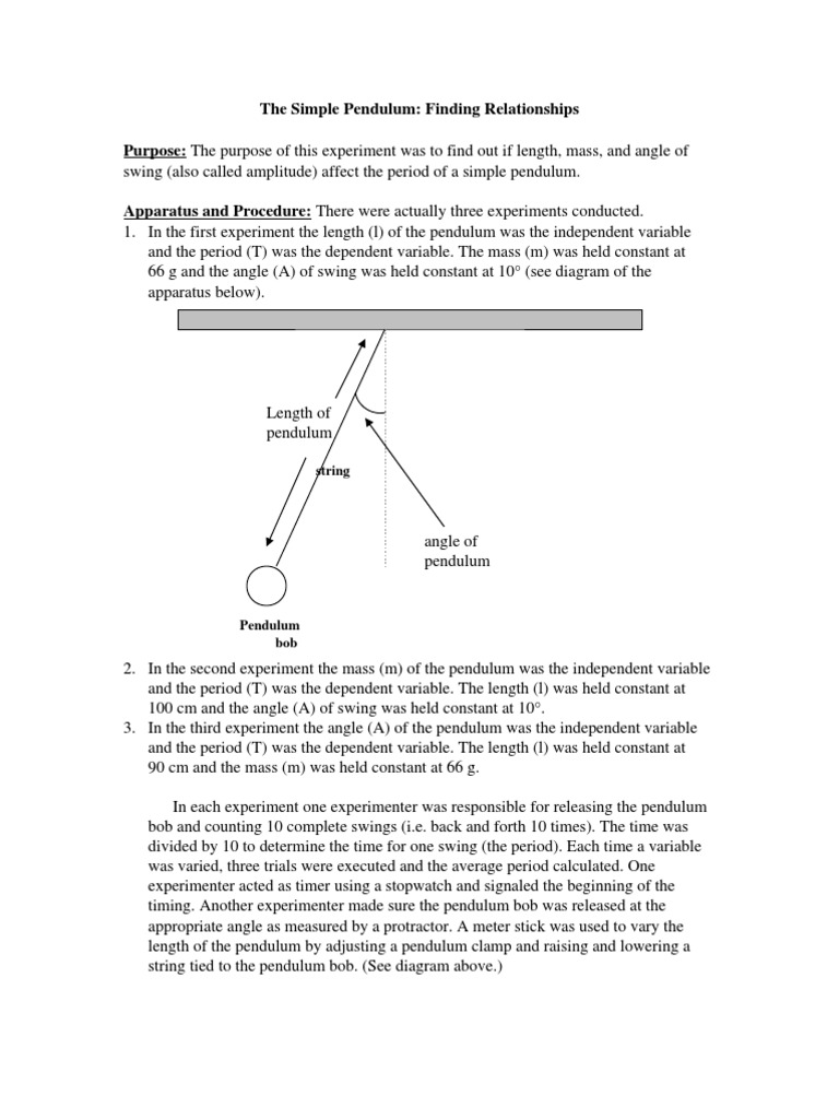 Pendulum Experiment: Period Influences | PDF | Pendulum | Experiment