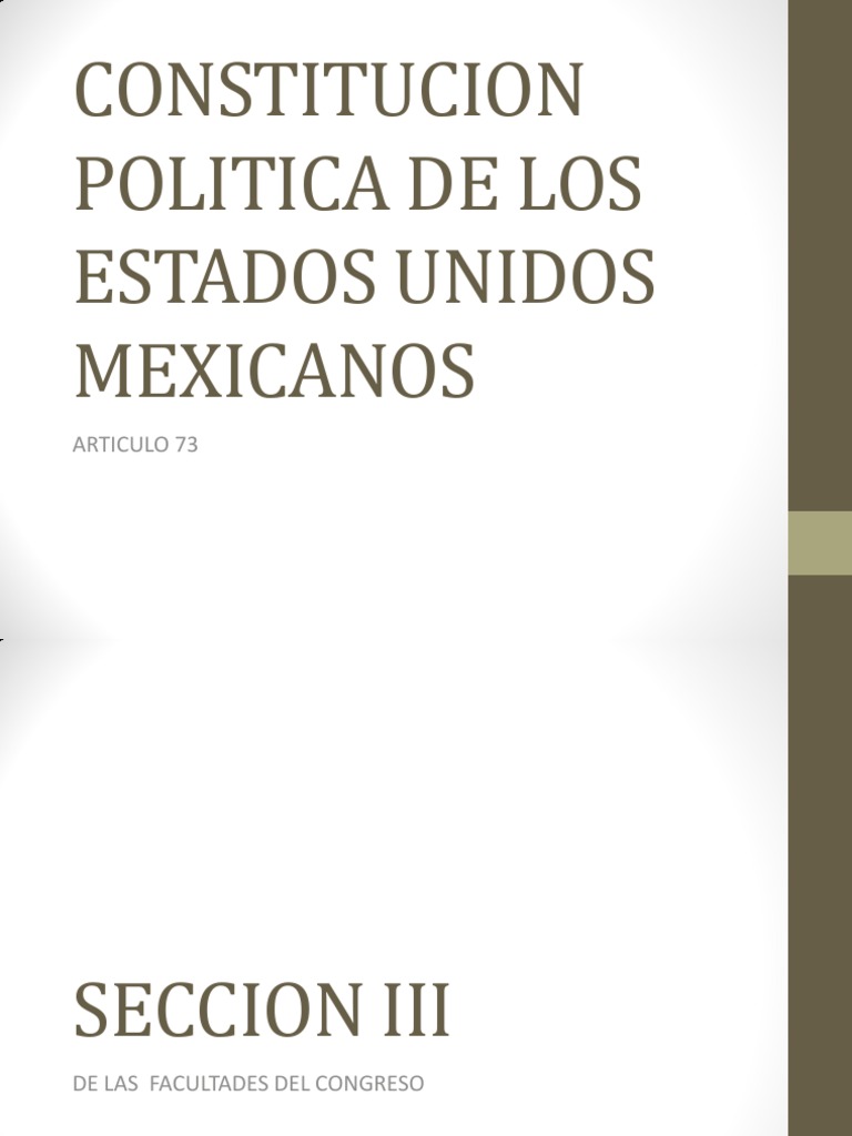Articulo 73 | PDF | Federación | Estado (política)