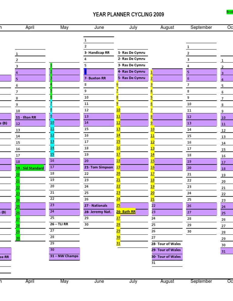 2009 Cycling Year Planner | PDF