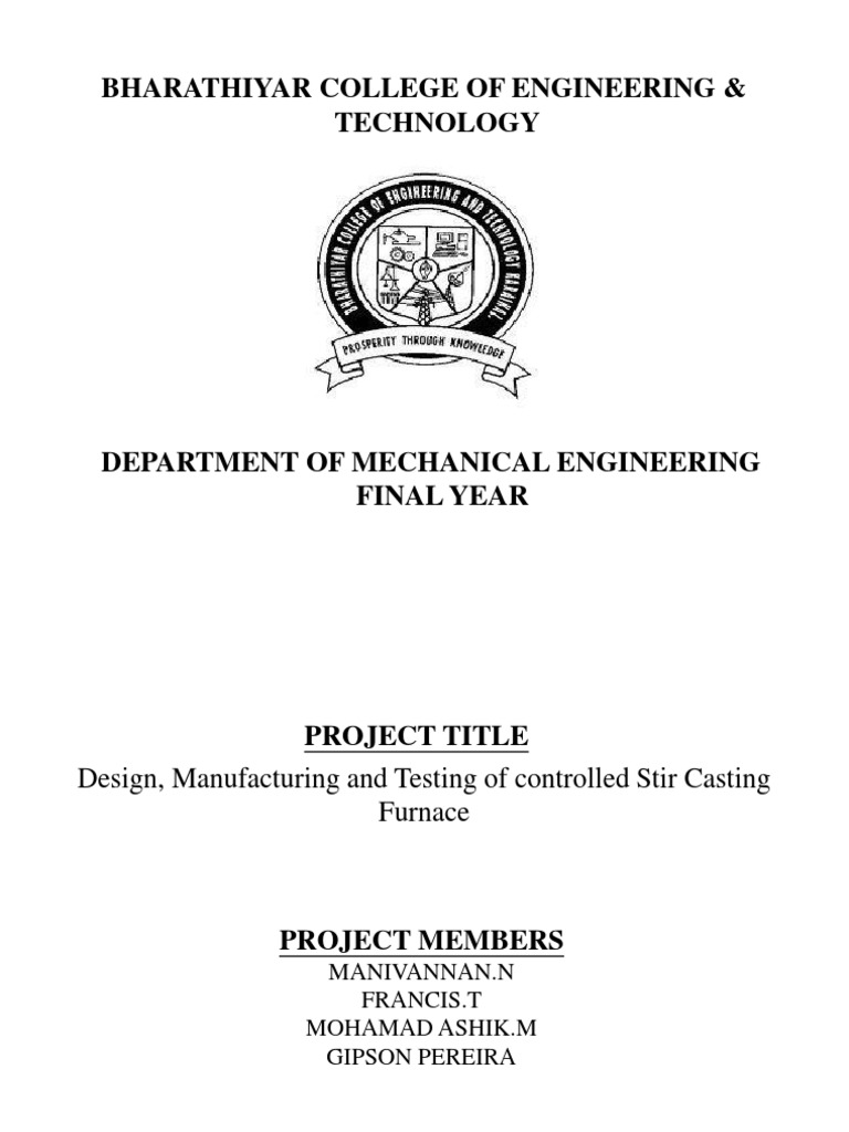 Stir Casting Furnace Design Project | PDF | Composite Material | Alloy