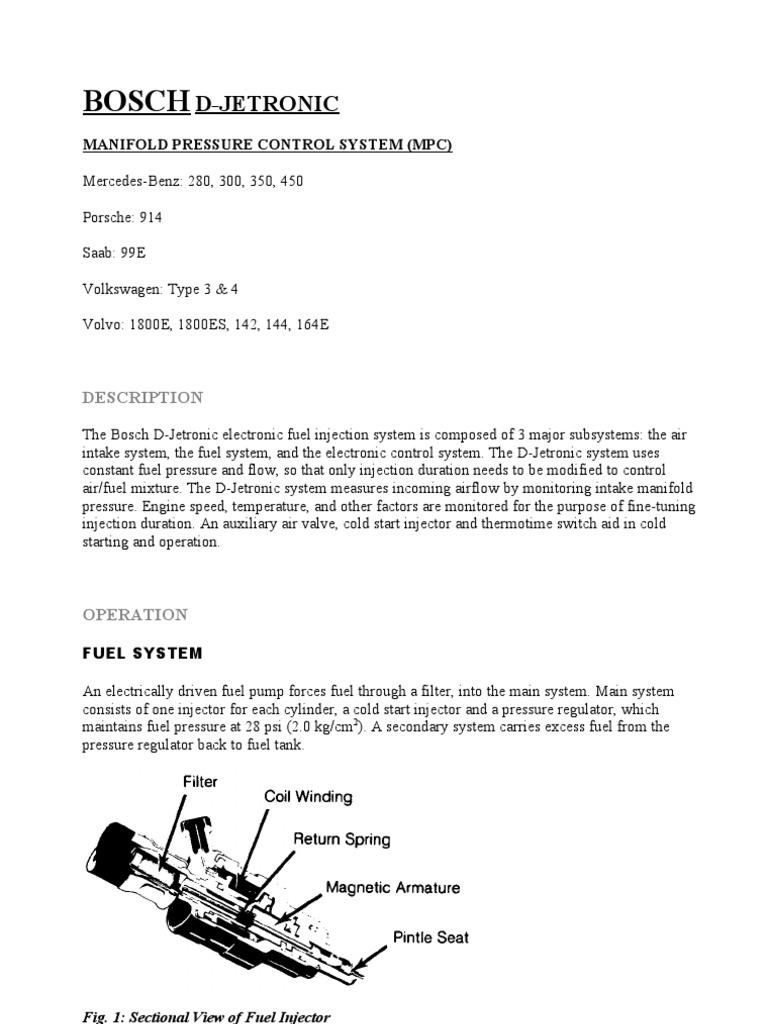BOSCH D Jetronic | PDF | Fuel Injection | Throttle