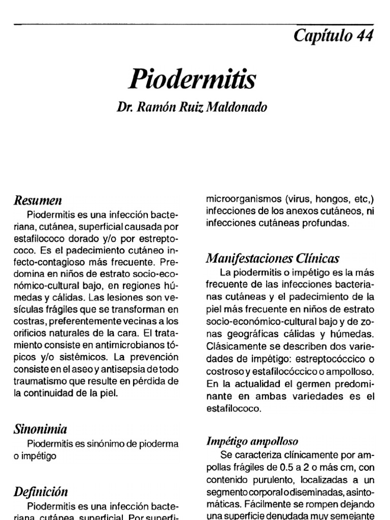 Capitulo44 Piodermitis | PDF | Medicamentos con receta | Piel